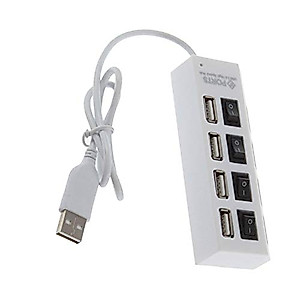 Lysee Data Cables - USB Hub 3.0 4 Port USB 2.0 Hub Splitter with ON/Off Switch Multi USB C High Speed for PC Computer Accessories - (Color: Black)