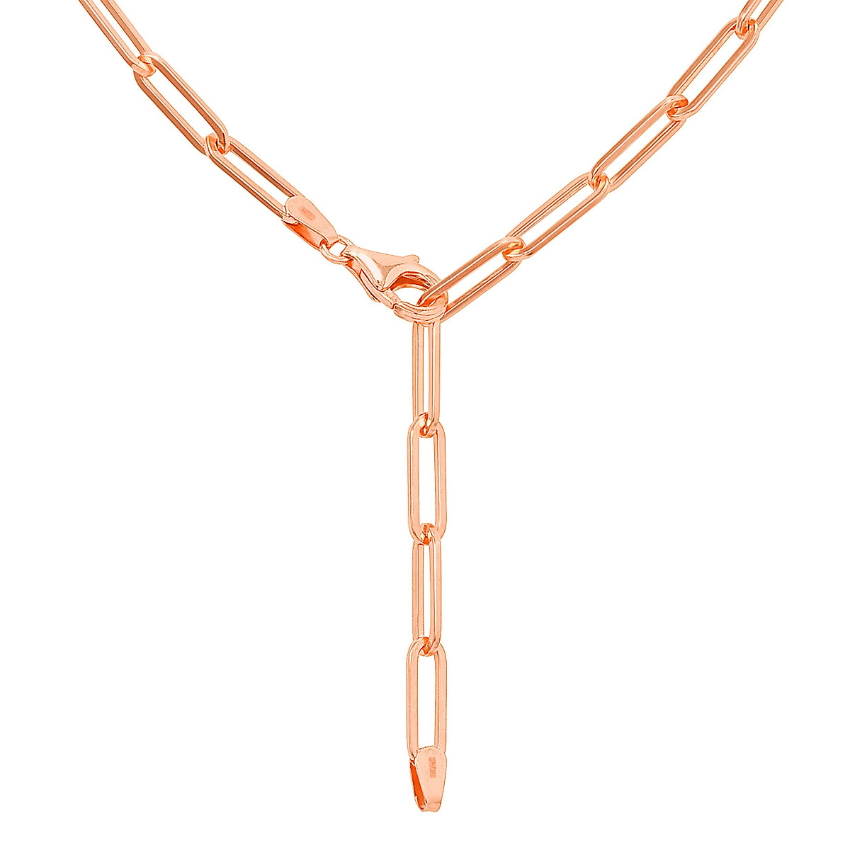 Paperclip Chain Necklace 14k Gold – Real Yellow White Rose luxury Jewelry Pendant – Nice Women and Girls Gift - Available in Your Choice of Length 16’’ to 36’’ - Wide 4MM - Lobster Clasp (Rose, 18)