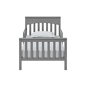 Oxford Baby Harper Wood Frame Toddler Bed with Guardrails and Flat-Top -Headboard, Dove Gray