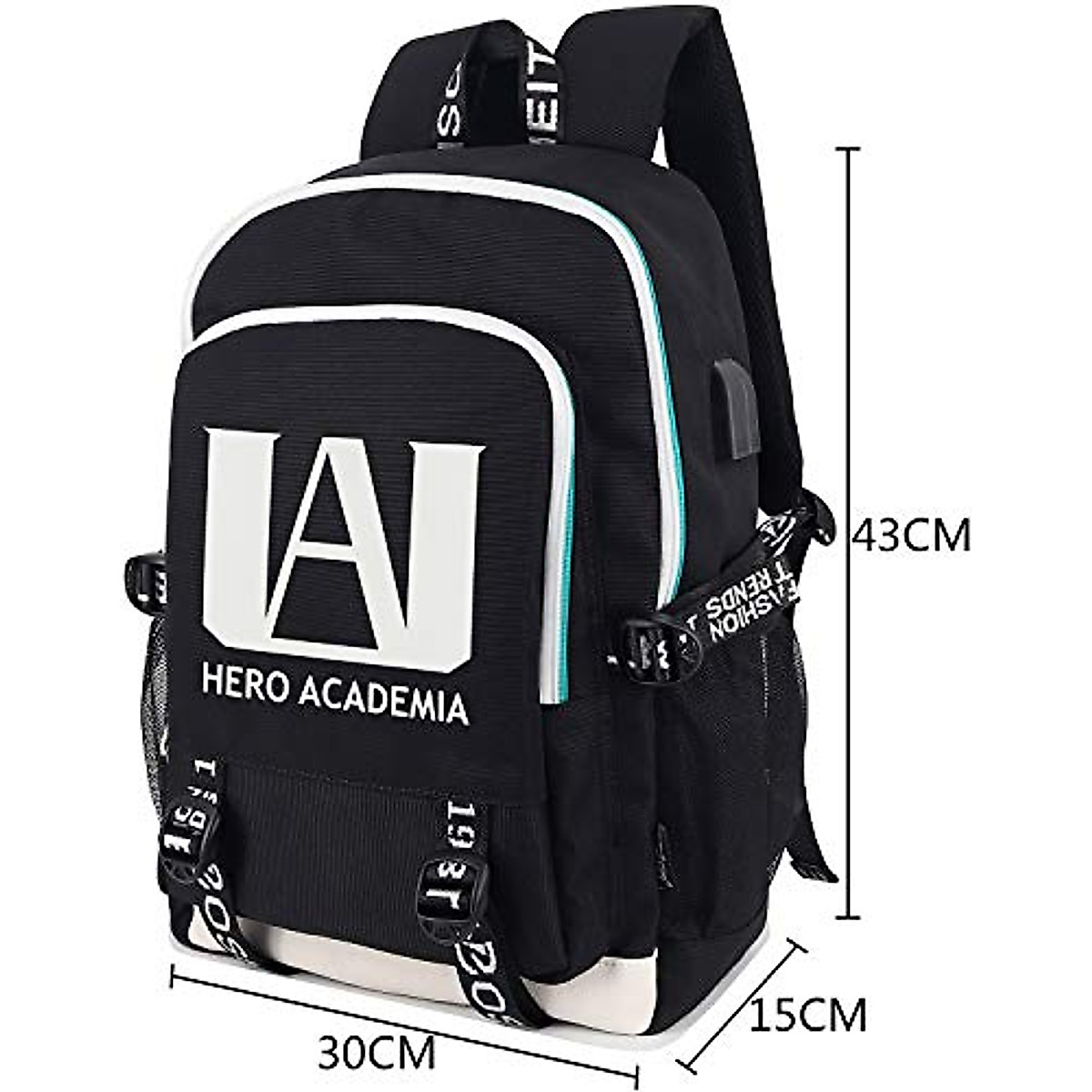 Roffatide Anime My Hero Academia Backpack Luminous Printed College School Bag Laptop Backpack with USB Charging Port & Headphone Port