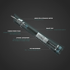 Wagner Stern ultrasonic whitening Electric Toothbrush with 8 Charcoal Black Brush Heads. for Fresh Breath & Healthy Smile. (Green)