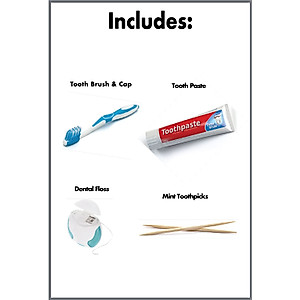 Potty Pack Dental Kit Single Use Portable Kit with Travel Tooth Brush, Tooth Paste, Dental Floss and Mint-Flavored Tooth Picks - 1 Unit