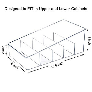 Youngever Clear Plastic Food Packet Storage Organizer, 5 Divided Sections Pantry Organizer, Holder For Snacks, Soups, Seasoning Packets For Kitchen, Refrigerator, and Cabinet
