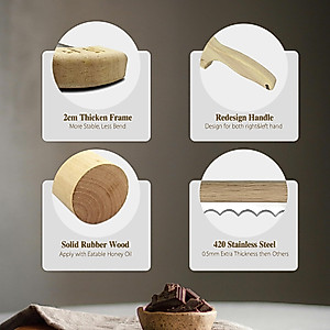 Arflo Wooden Bread Bow Knife - 16" Bread Bowl Knife - 420 Premium Stainless Steel Bread Saw with Protective Cover - Bread Knife for Homemade Bread - Sourdough Bread Knife