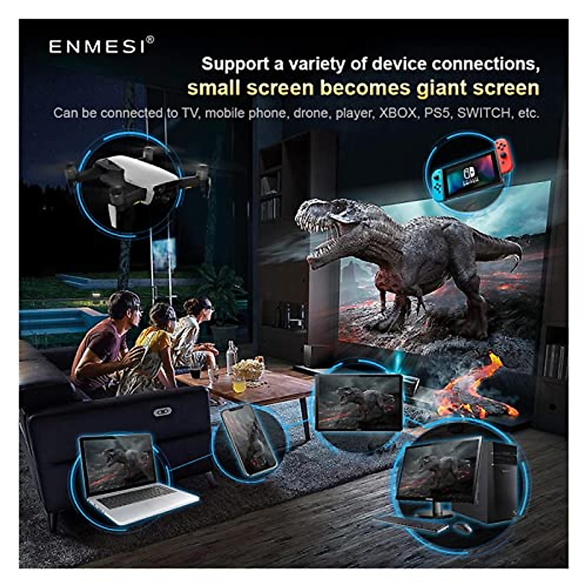 HEBBES Smart 3D Glasses AR/VR HMD Cinema-Level OLED Micro Display 200-inch Big Sceen Good Sound 2D/3D Switching Video Eyeglasses