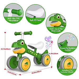 Afranti Baby Balance Bike with Bubble Machine for 10-36 Months Boys Girls Toddlers Kids Bikes No Pedal for 1 Year Old Birthday Gift Toys Fit for 2.2ft to 3.3ft Children