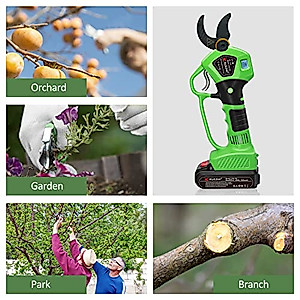 K KLEZHI Cordless Electric Pruning Shears Battery Powered Tree Branch Pruner Cut Capacity of 40mm / 1.58inches, 2 x 2 Ah Lithium Rechargeable Battery 6-8 Working Hours Green