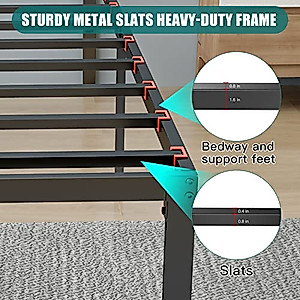 Zebuloni King Bed Frame,Platform Bed Frame,No Box Spring Needed,18 Inch High Platform King Size Bed Frame Free,Heavy Duty Steel Slat with Strong Metal Foundation,Storage Pouch x 1 Included,King