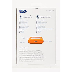 LaCie Rugged Mini, 5T,B USB 3.0 Portable 2.5 inch External Hard Drive for PC and Mac, Orange/Grey, with Rescue Services (STJJ5000400)