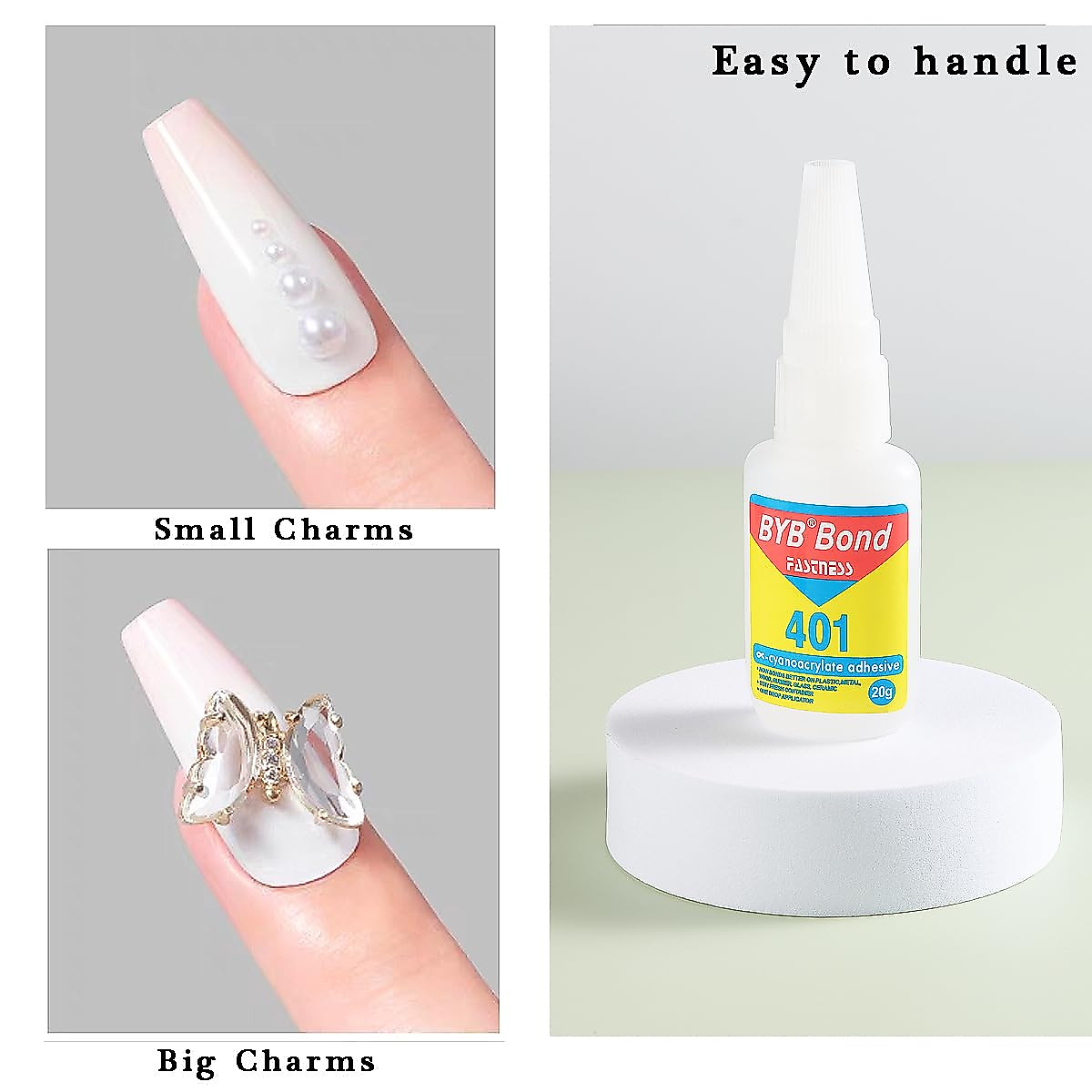 Nail Glue, Super Strong Nail Glue for Acrylic Nails, Professional Nail Glue for Nail Tips for Press On Nails Quick Dry Acrylic Nail Glue for Nail Tips Super Bond Fake Nails Glue Gel 0.71OZ 2 Bottles