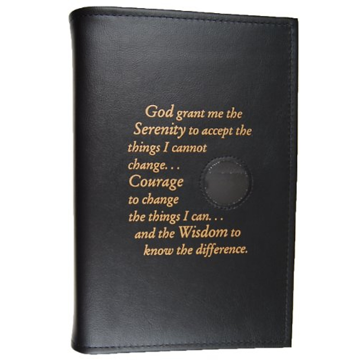 Culver Enterprises Alcoholics Anonymous AA Big Book LARGE PRINT Cover Serenity Prayer Medallion Holder BLACK