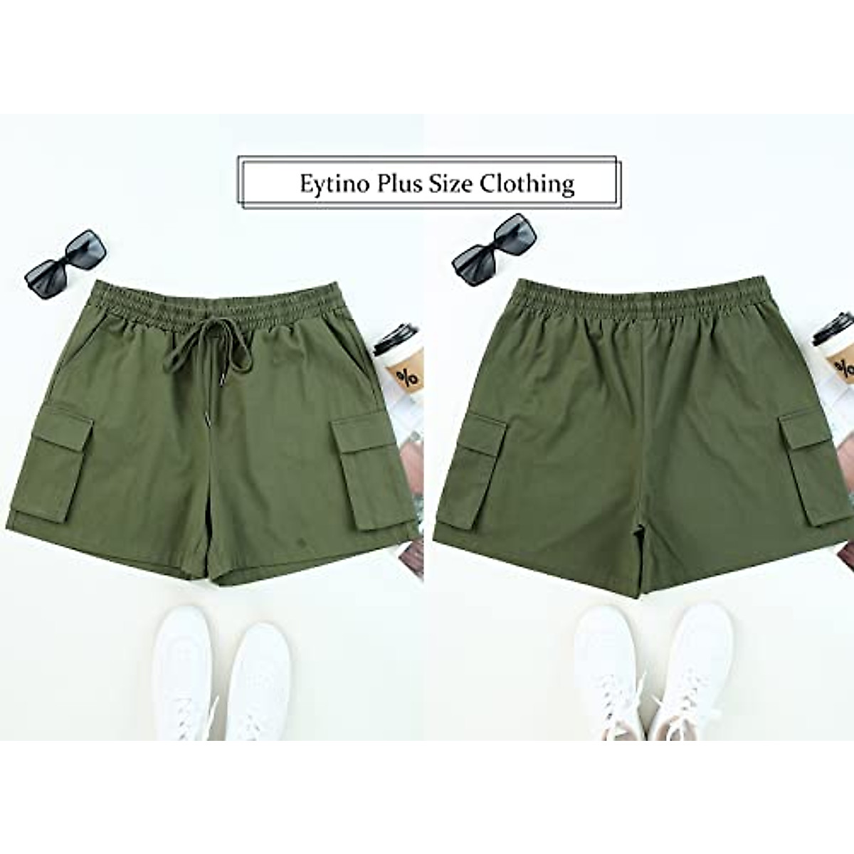 Eytino Womens Plus Size Summer Cargo Shorts Stretch Walking Shorts Lightweight Running Golf Shorts with 4 Pockets,2X Green
