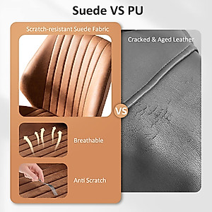 ovios Ergonomic Office Chair, Comfy Leather Chair with Swivel Rolling Wheels, Mid-Century Modern Computer Desk Chair for Home Executive, Brown