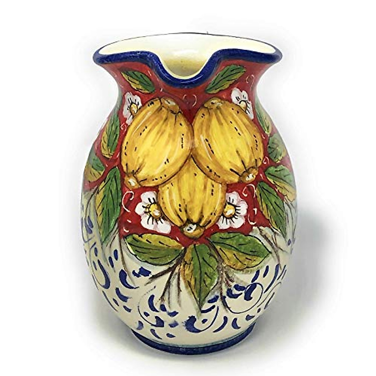 CERAMICHE D'ARTE PARRINI - Italian Pottery Art Pottery Pitcher Vino Vine gal 0,264 Hand Painted Decorated Lemons Made in ITALY Tuscan Florence