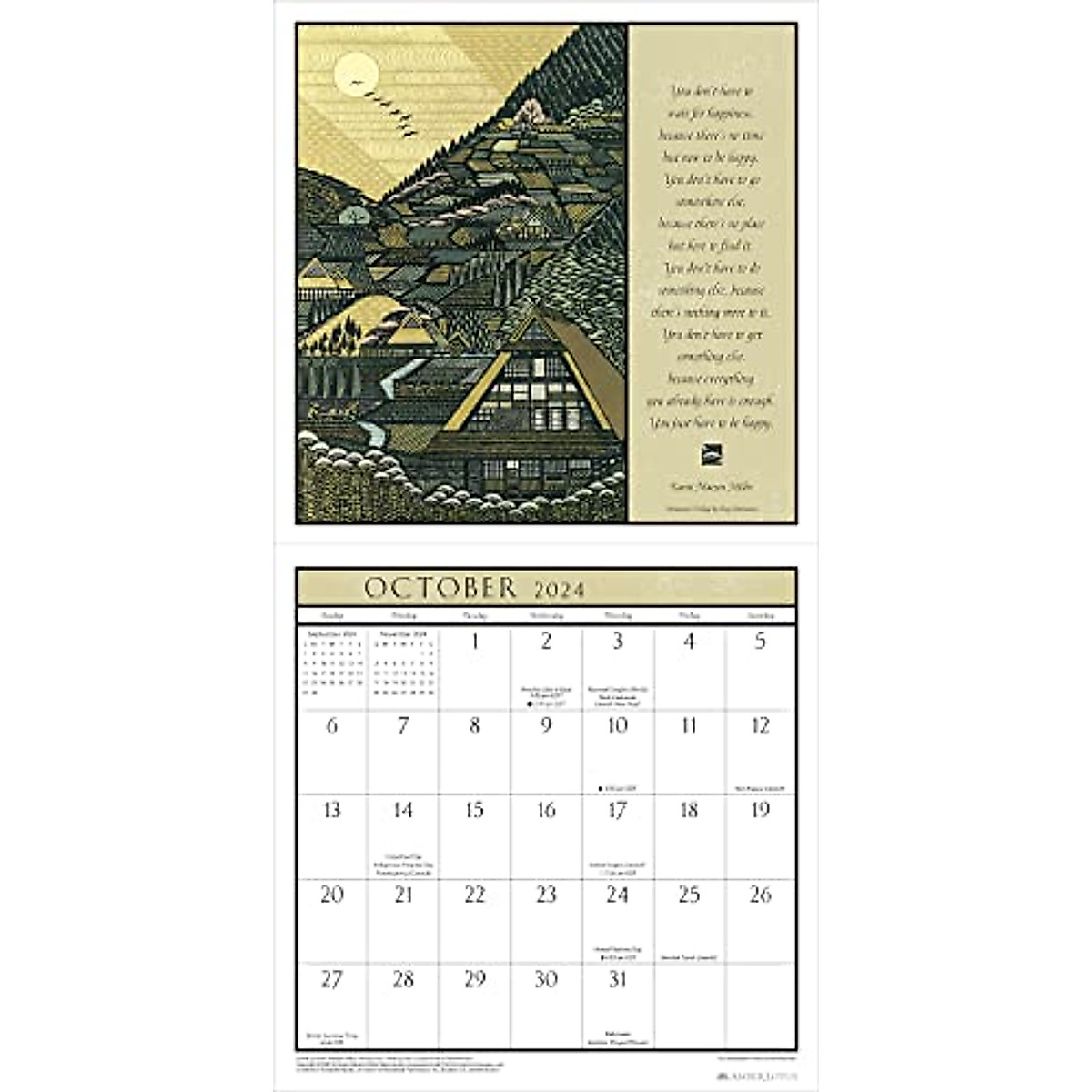 Now and Zen 2024 Wall Calendar: Contemporary Japanese Prints by Ray Morimura | 12" x 24" Open | Amber Lotus Publishing