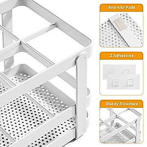 VITVITI Hair Dryer Holder Wall Mounted, Hair Styling Tools Organizer, Flat Iron/Curling Wand Storage Basket, for Blow Hairdryer/Hair Straightener Brush/Bathroom, White Metal