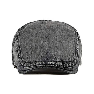 2 Pack Mens Denim Cotton Newsboy Cap Ivy Gatsby Driving Hunting Cabbie Hats (2 Pack-C)