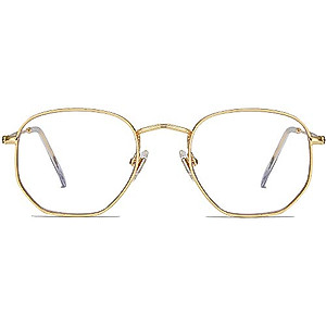 SOJOS Small Blue Light Blocking Glasses Hexagonal Eyeglasses Frame Anti Blue Ray Glasses One and Only SJ5036 with Gold Frame/Anti-Blue Light Lens