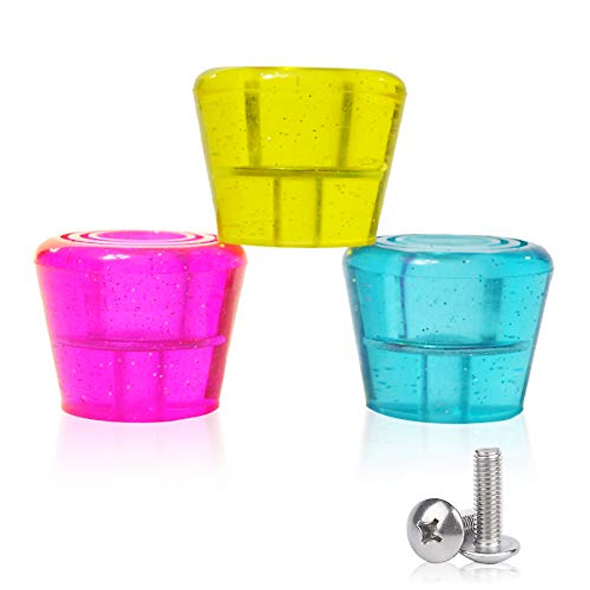 VKEDA Roller Skate Toe Stops Plugs Rubber Brake Block Durable 82A PU Toe Stops 2-Pack with Screws (Yellow)