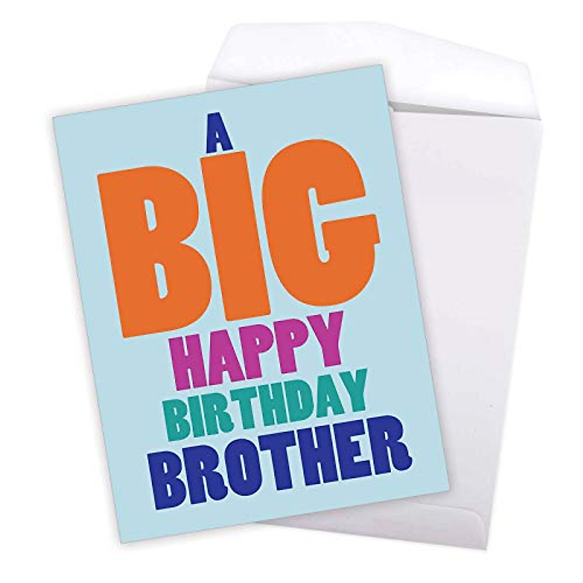NobleWorks - 1 Large Birthday Greeting Card (8.5 x 11 Inch) - Fun Bday Celebration, Stationery Notecard - Big Happy Birthday Brother J5936BRG
