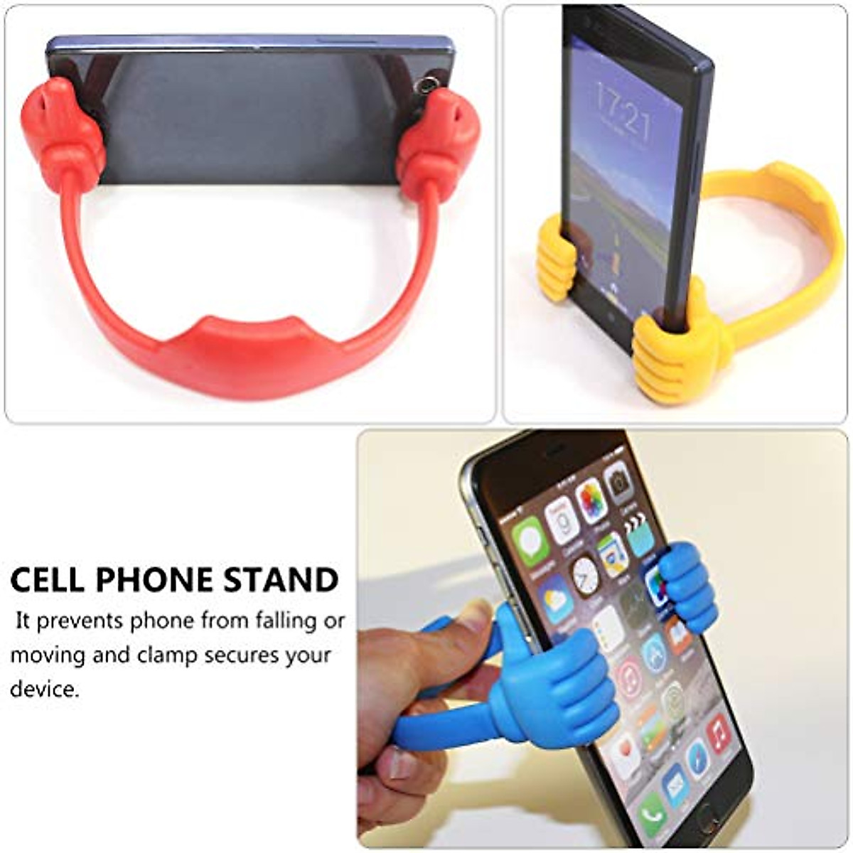 Zerodeko 6pcs Thumbs Up Cell Phone Stands Mobile Phones Stand with Hand Holder for Desk Office Desktop Tablet Cellphone Thumb Holder Adjustable Flexible Hard Plastic