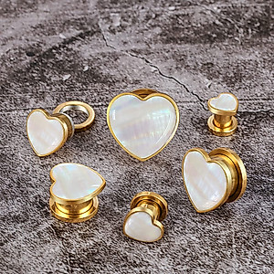 Casvort 2 PCS 10mm (00g) Hypoallergenic 316 Stainless Steel Gold Elegant Conch Screw Ear Tunnels Plugs Ear Gauges Stretcher Body Ear Piercings