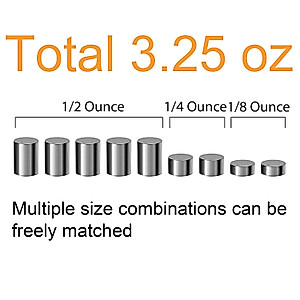 Ruisita 3.25 Ounce Tungsten Weights Wood Car Tungsten Weights Cylinders Weights in Assorted Sizes to Optimize Wood Car for Speed,Compatible with Pinewood Car Derby Weights