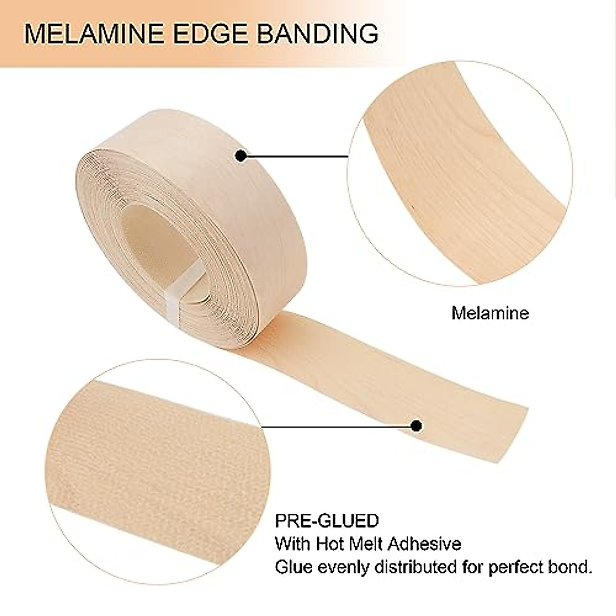 Edge Banding, PNXKTXO 2" 50ft Roll Wood Veneer Strips with Hot Melt Adhesive, Iron-on Wood Banding Strips for Cabinet Repair Furniture Restoration Wood Trim Birch