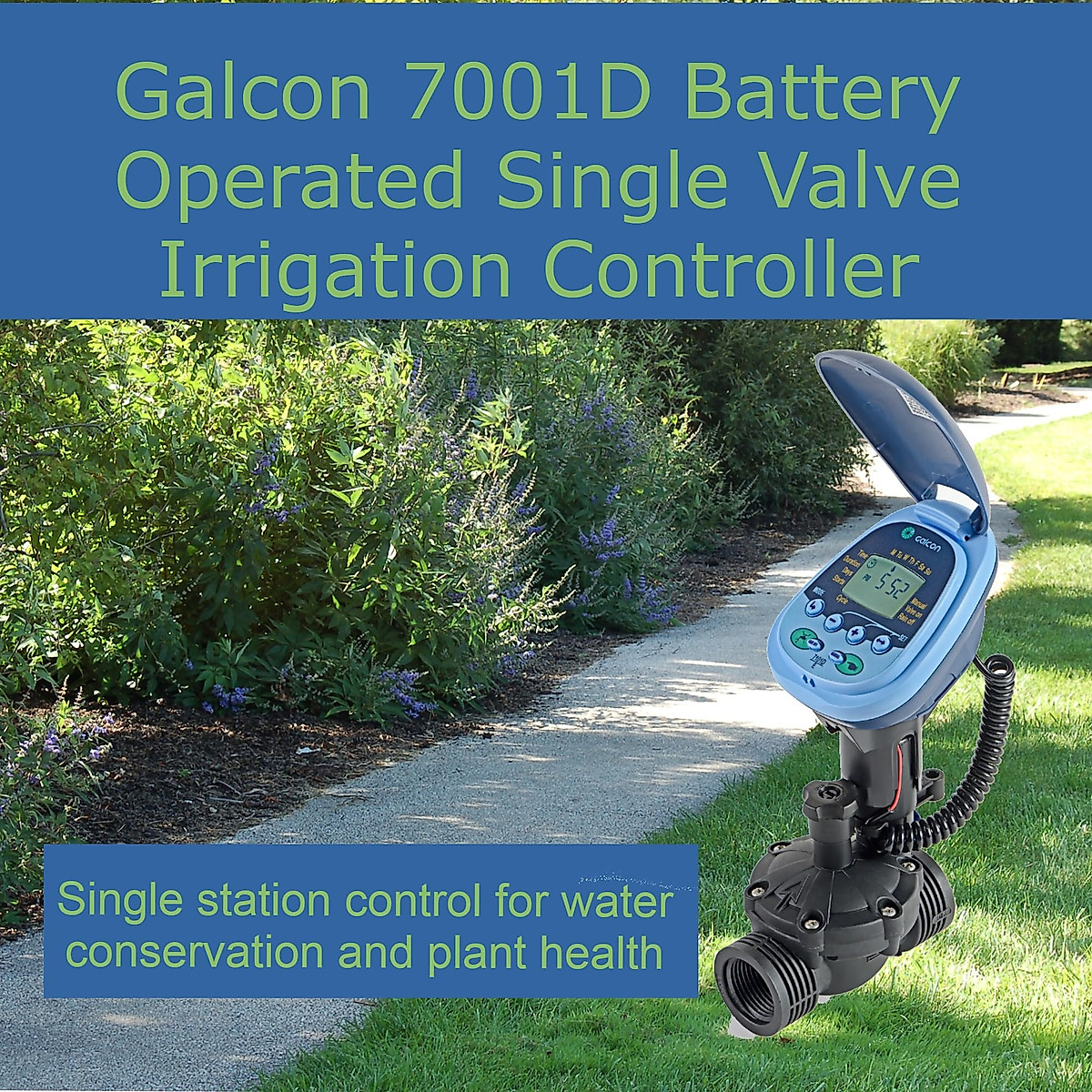 Galcon 7101D Battery Operated Single Valve Sprinkler Timer with a Waterproof Professional Irrigation Controller 3/4 inch Valve Drip, Sprinkler, GAR6S231UP0
