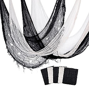 5 PCS Halloween Creepy Cloth,Scary Spooky Cloth Creepy Gauze-30 x 72inch Freaky Loose Weave Creepy Cloth Fabric Scary Spooky for Halloween Party Decoration (3 Black + 2 White)