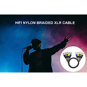 KINXIYU XLR Cable 10 FT/5 Pack, Microphone Cable 3 Pin Nylong Braided Balanced XLR Male to XLR Female Heavy Duty Mic Patch Cords