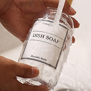 Shampoo and Conditioner Dispenser-Set of 3-16 oz Reusable Pump Bottle Dispenser for Bathroom with 6 Waterproof Stickers - Empty Plastic Refillable Containers for Shower (Clear)