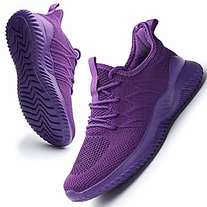 Women's Running Shoes Ladies Slip on Tennis Walking Sneakers Lightweight Breathable Comfort Work Gym Trainers Stylish Shoes Dark Purple
