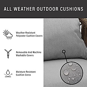 Crosley Furniture CO7360LB-LG Haven Outdoor Wicker 2-Piece Conversation Set (Loveseat, Coffee Table), Light Brown with Light Gray Cushions