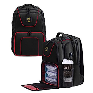 519 Fitness Meal Prep Backpack,Insulated Cooler Lunch Backpack with Computer Compartment,Hiking Picnic Cooler Rucksack for Men and Women,3 Meal Containers,2 Ice Packs and Protein Shaker(Black)
