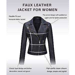 Bellivera Women Faux Leather Jacket Motorcycle Quilted Coat 53 Black S