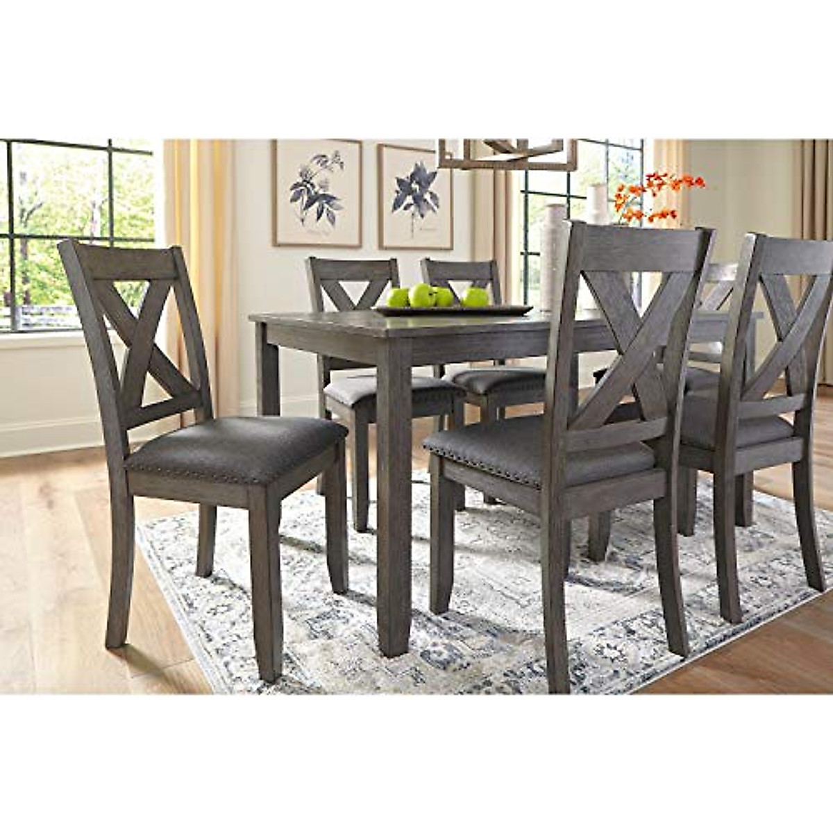 Signature Design by Ashley Caitbrook Rustic 7 Piece Dining Set, Include Table and 6 Chairs, Gray