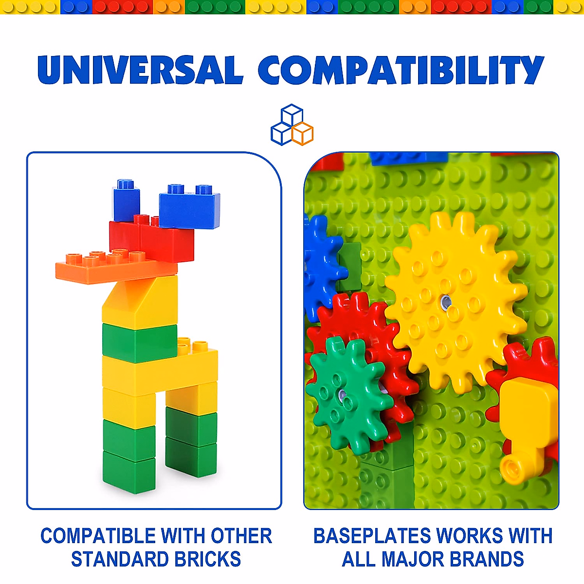 aotipol Building Blocks for Kids Toddlers Including a Baseplate, 101-piece Large Classic Building Bricks Set for Kids of All Ages, Basic STEM Toys Gift, Compatible with All Major Brands