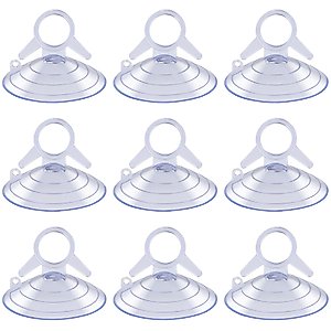 Balacoo 12 Pcs 45mm Clear Plastic Suction Cups with Loops for Glass Windows Windshield Tile Kitchen Bathroom Mirror Shower Wall Terrarium Car Window