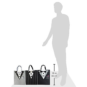 MyGift Decorative Gift Bags and Tissue with Tuxedo Design for Groomsmen, Birthday, Anniversary, Set of 3