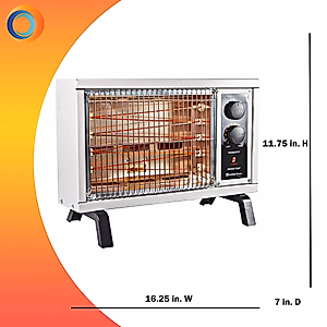 Comfort Zone CZ550 1500 Watt Portable Electric Indoor Radiant Wire Element Space Heater with Adjustable Temperature for The Home, Patio, or Office, Up to 1000 Square Foot, White