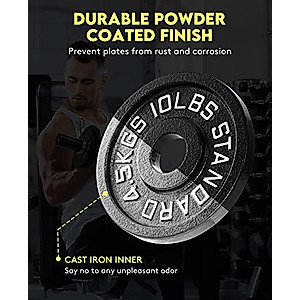 AboveGenius Cast Iron 2-Inch Olympic Plate Weight Set for Strength Training, Weightlifting and Crossfit in Home & Gym