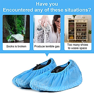 AIWIEP Shoe Covers Disposable Non-Slip for Indoor 100 Pack (50 Pairs), Disposable Boot & Shoe Covers | Durable, Recyclable, Water Resistant | Protect Your Home, Floors and Shoes