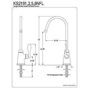 KINGSTON BRASS KS2191NFL Nuwave French Cold Water Filtration Faucet, Polished Chrome