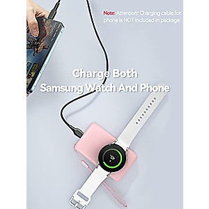 LVFAN for Samsung Galaxy Watch Charger 4000mAh, Fast Charging Portable Wireless Magnetic Charger for Samsung Galaxy Watch 6 Classic 5 Pro 4 3, Active 2/1, Gear S4/3, Travel Phone Emergency Power-Pink