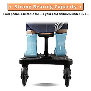 Universal Stroller Board 2-in-1 Buggy Board with Detachable Seat Standing Board, Rider Stroller Glider Board Suitable for Most Brands of Strollers, Holds Children Up to 55lbs