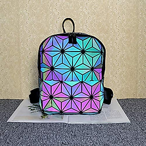 Orita Geometric Backpack Luminous Holographic Backpacks Lattice Design Travel Shoulder Bag Flower Geometric
