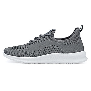 LCGJR Men's Running Shoes Ultra Lightweight Breathable Comfortable Walking Shoes Casual Fashion Sneakers Mesh Workout Shoes Grey Size10.5