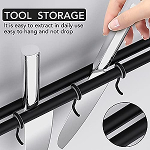 20 Inch Pot Rack Wall Mounted - Pot and Pan Hanger Kitchen Pan Lid Utensil Hanger Organizer Hanging Rail with 16 S Hooks Black 2-Pack