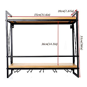 Tinyuet Wine Rack Wall Mounted, 21.6in Metal Hanging Wine Holder, Elegant Wine Glass Rack for Kitchen/Dining/Room/Wine Cellar/Bar